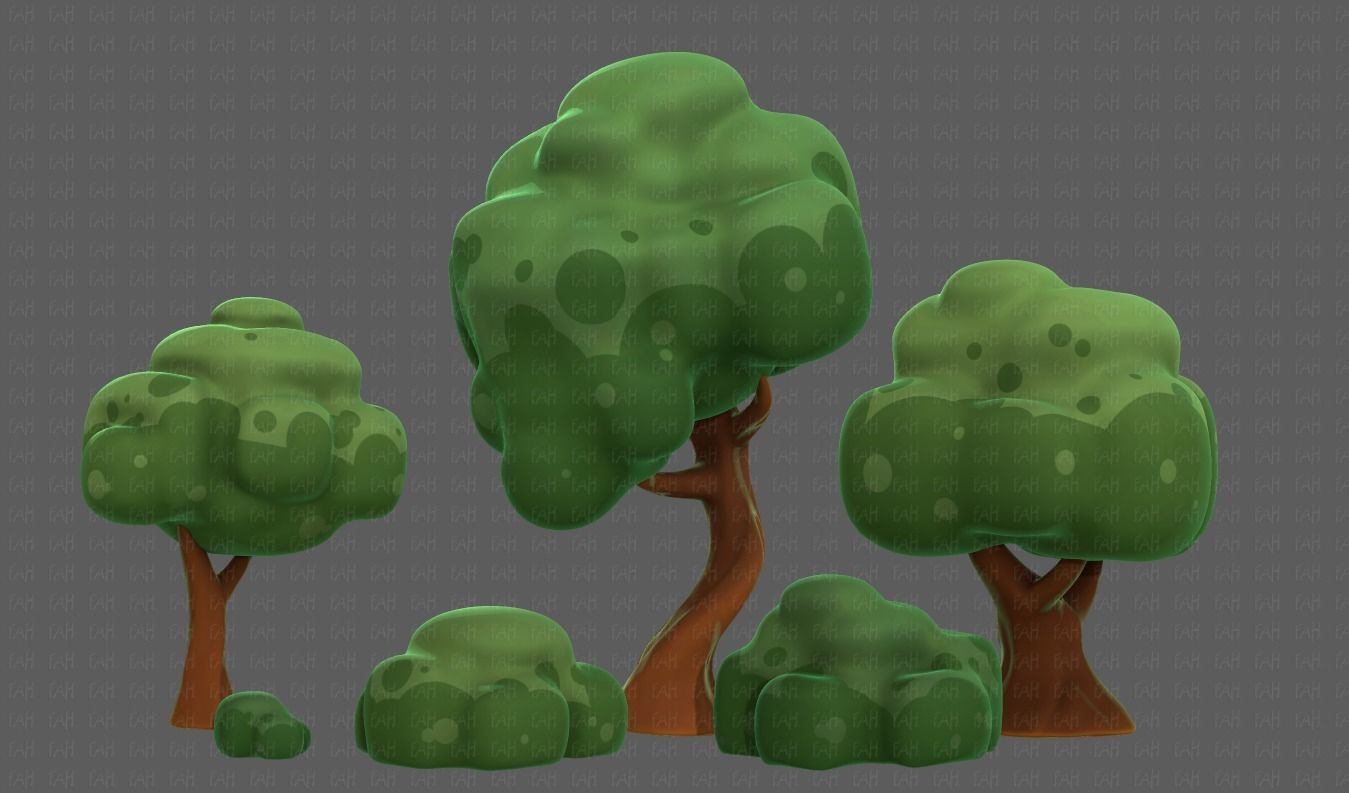 3D model Trees Cartoon V15 VR / AR / low-poly | CGTrader