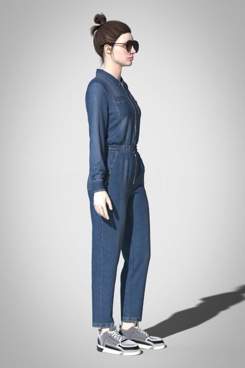 Womans overall denim 3D model | CGTrader