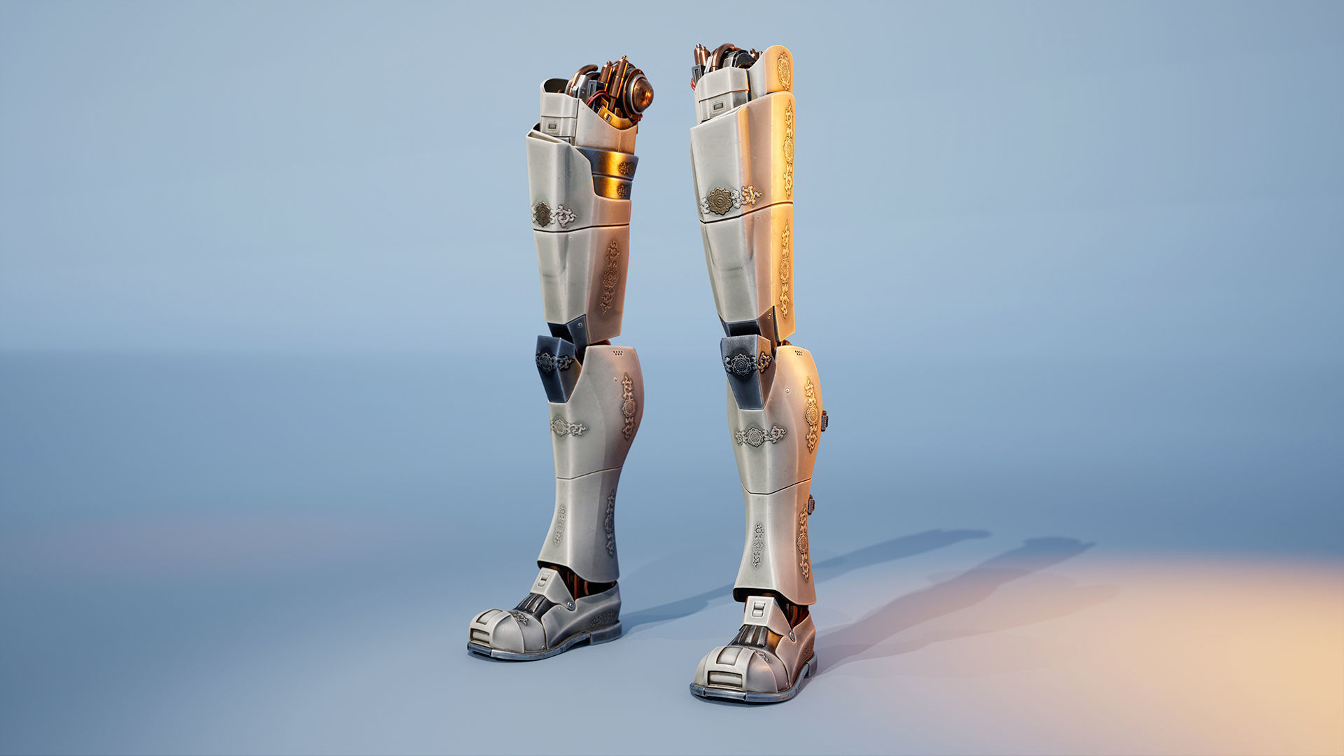 mechanical robot legs with cable and carvings 3D model 3D model | CGTrader