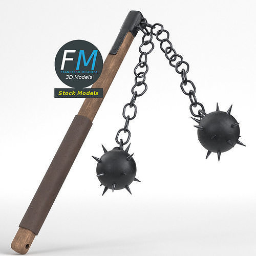 Twin ball flail medieval weapon 3D model | CGTrader