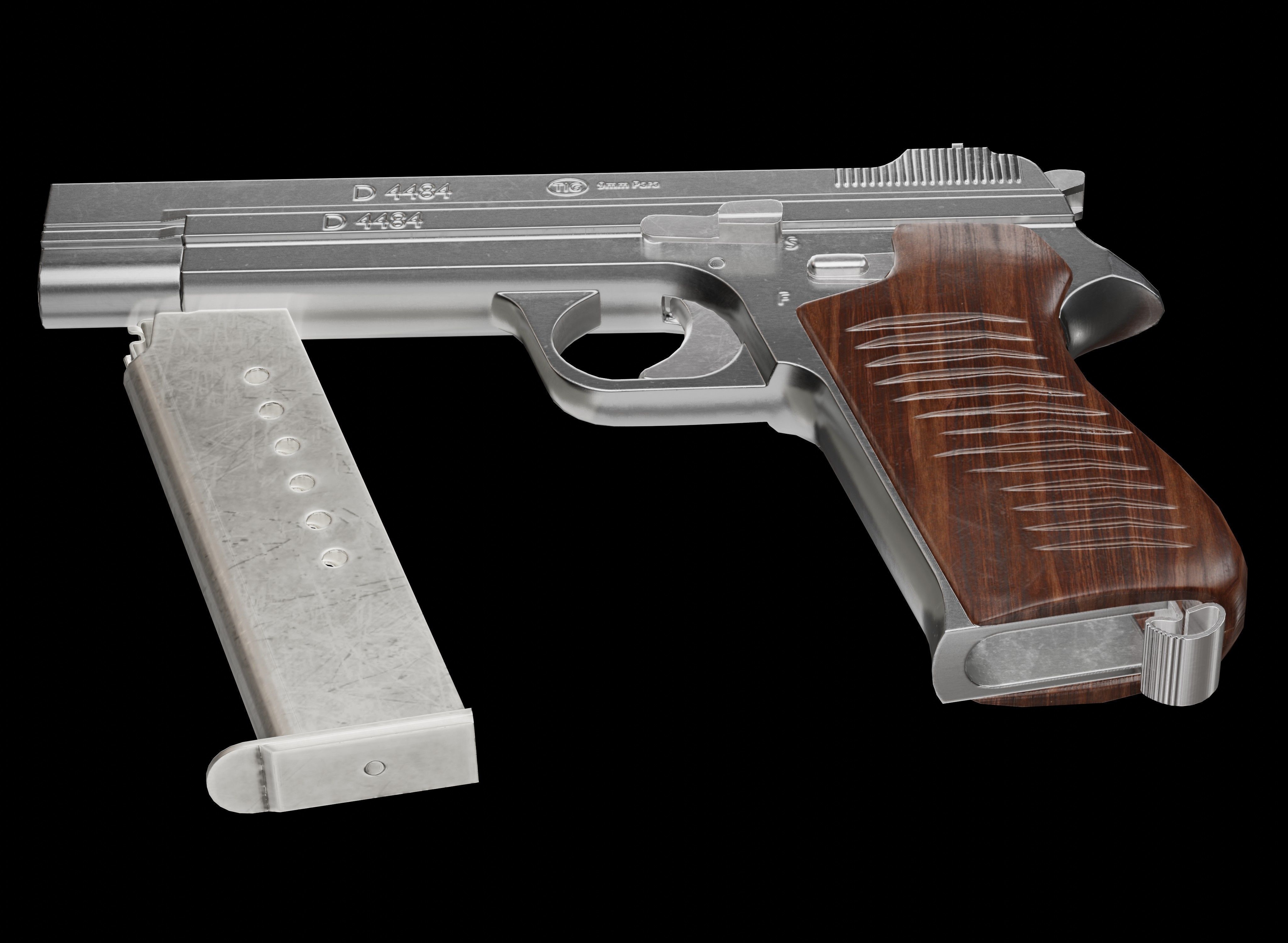 3D model P210-BASED silver pistol VR / AR / low-poly | CGTrader