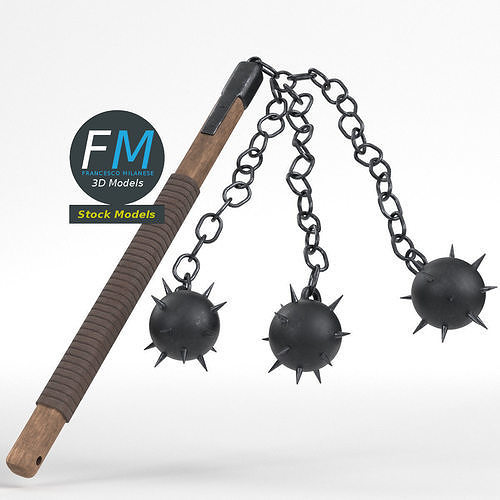 Three ball medieval flail 3D model | CGTrader