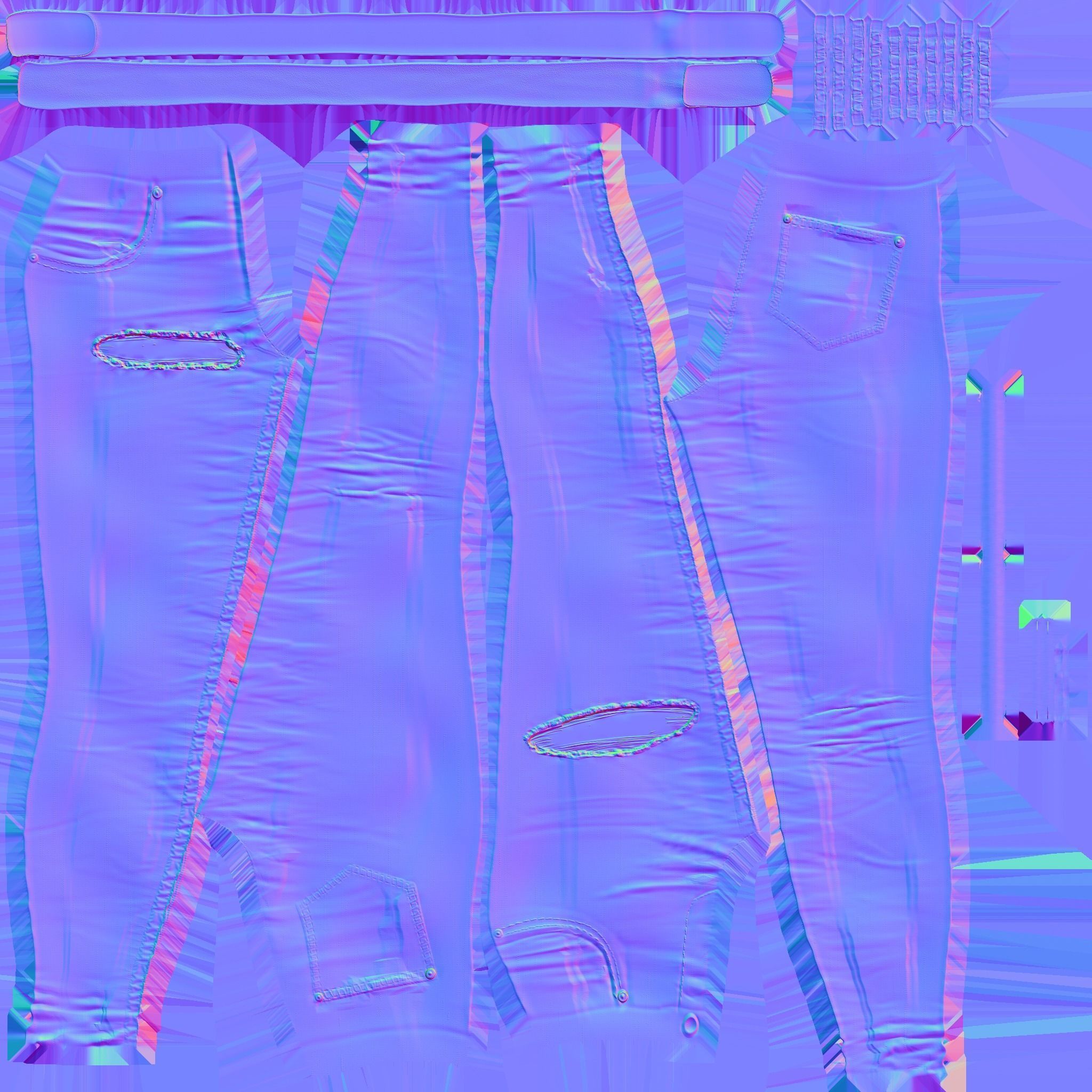 3D model Tight Fit Blue Torn Jeans Denim Pants VR / AR / low-poly ...