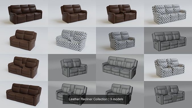 Leather Recliner Collection VR / AR / low-poly | CGTrader