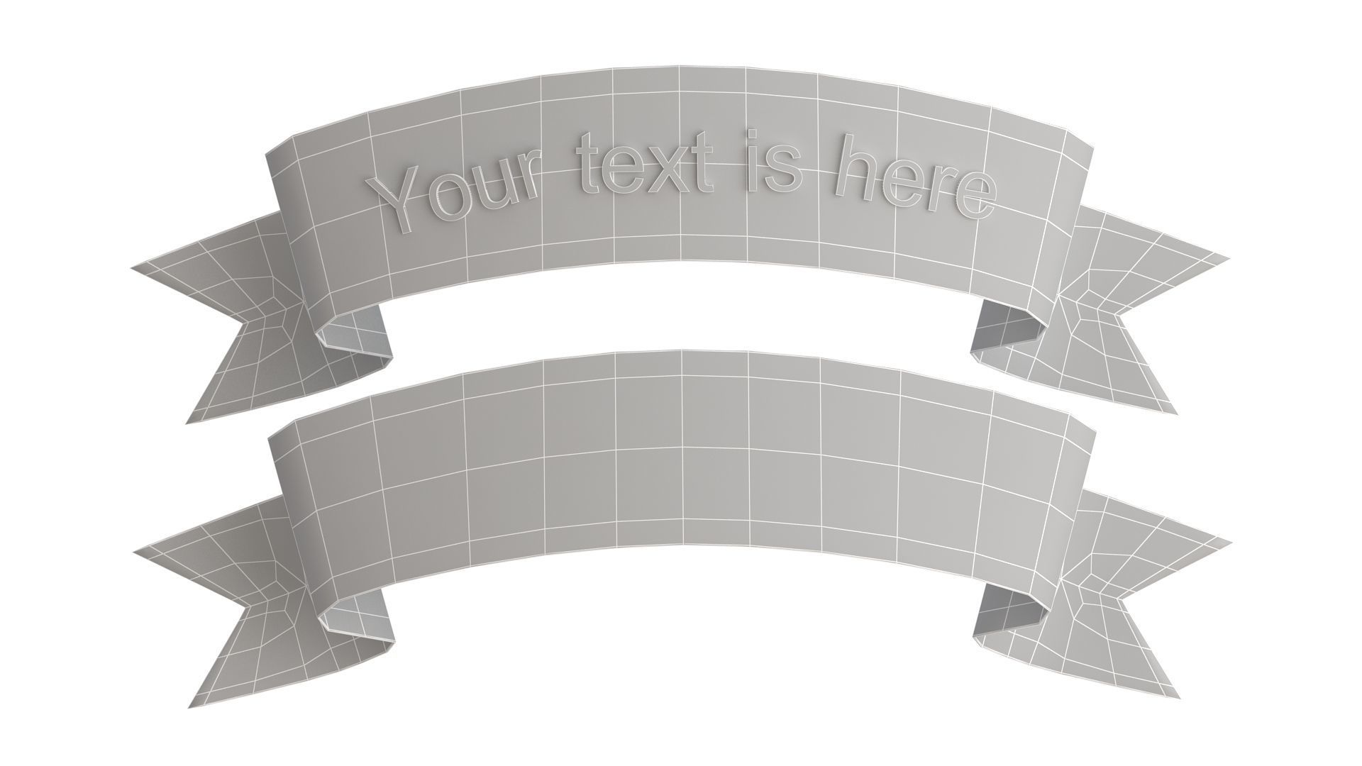 Ribbon Banner Curved Red 3D model | CGTrader