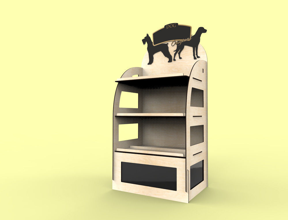 Plywood shelf stand display for dog food POS 3D model | CGTrader