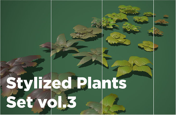 3D model Stylized Plants Set vol 03 foliage pack VR / AR / low-poly ...
