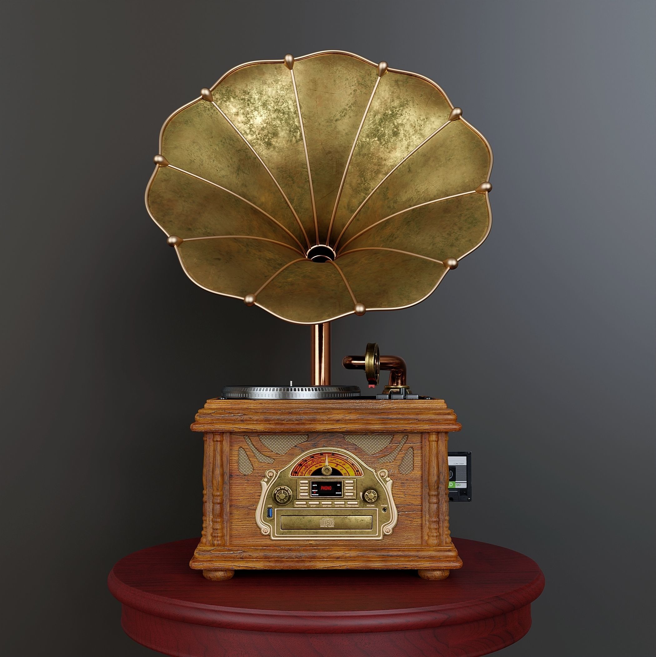 Music center stylized as retro gramophone 3D model | CGTrader
