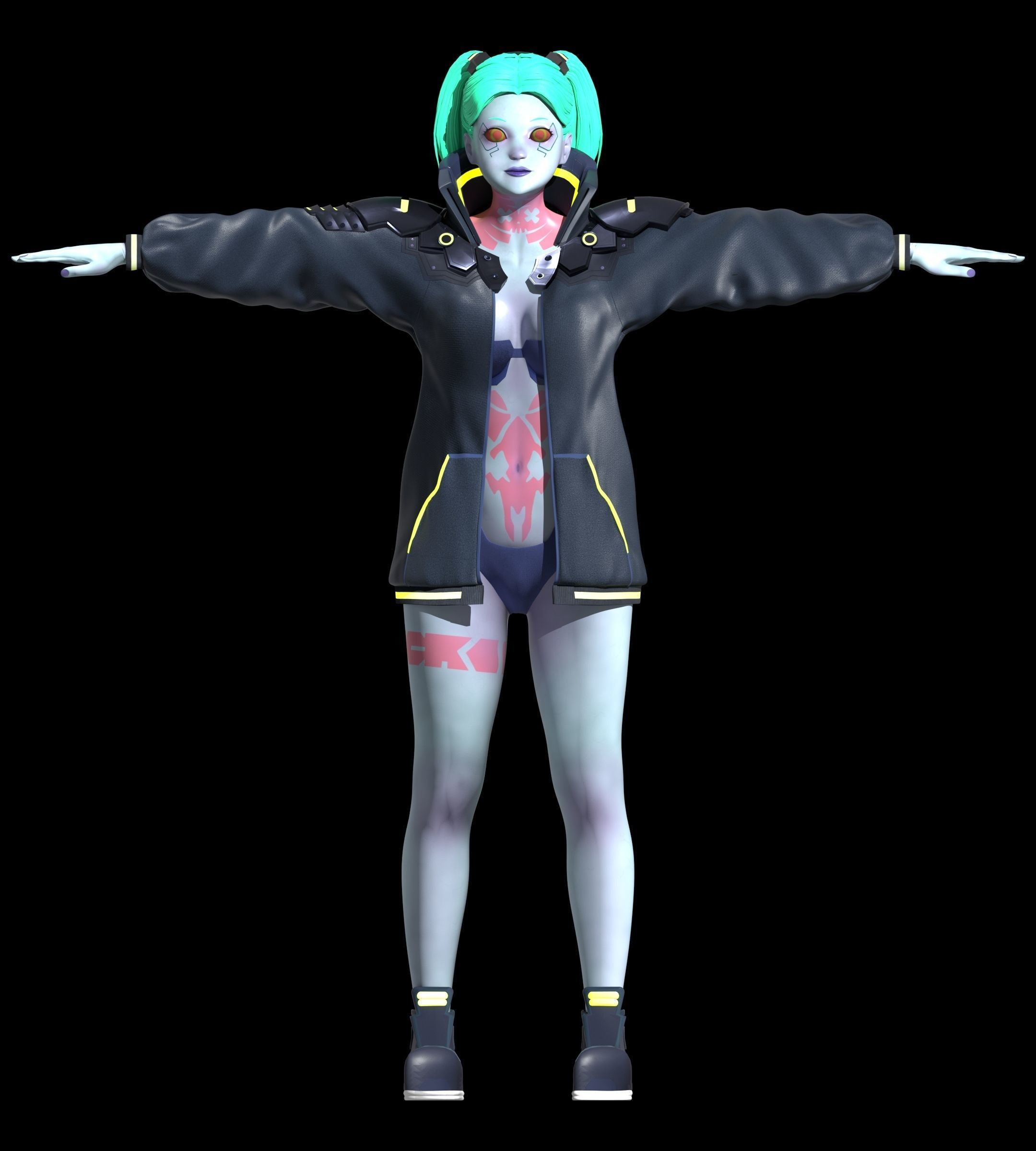 Cyberpunk Edrunners Rebecca T-pose 4K texture 3D model | CGTrader
