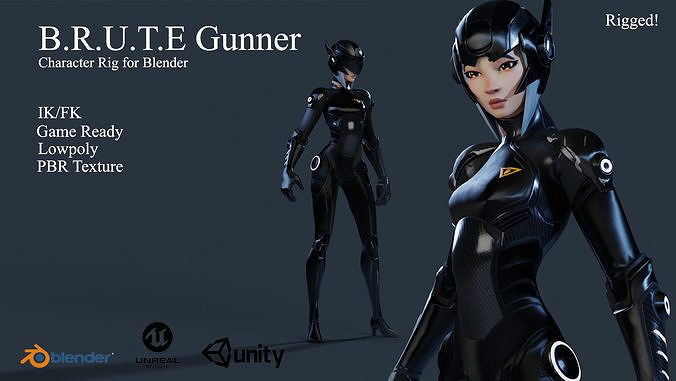 3D model BRUTE Gunner Character Rig for Blender VR / AR / low-poly ...