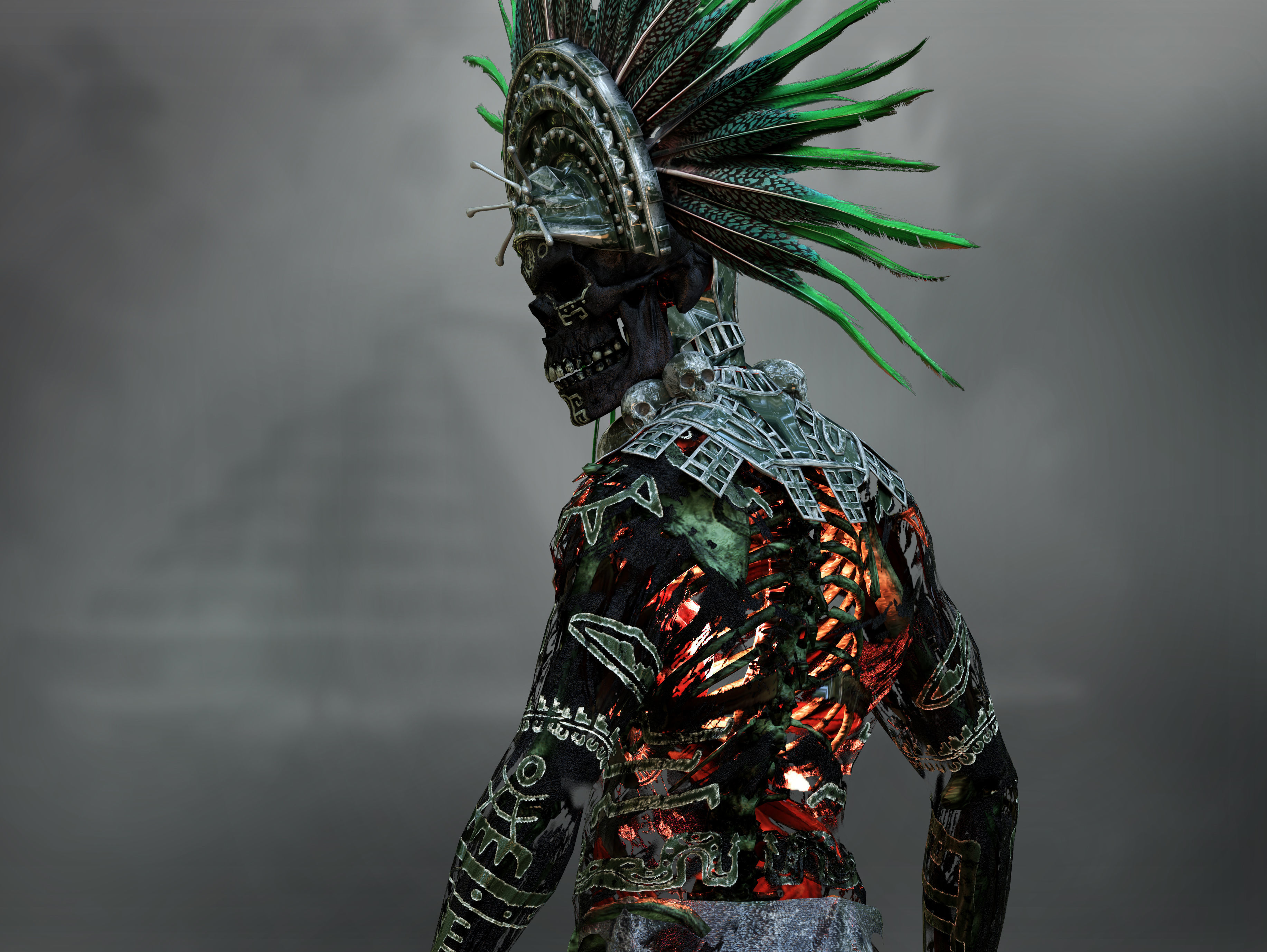 3D model Aztec god of the dead Mictlantecuhtli VR / AR / low-poly ...