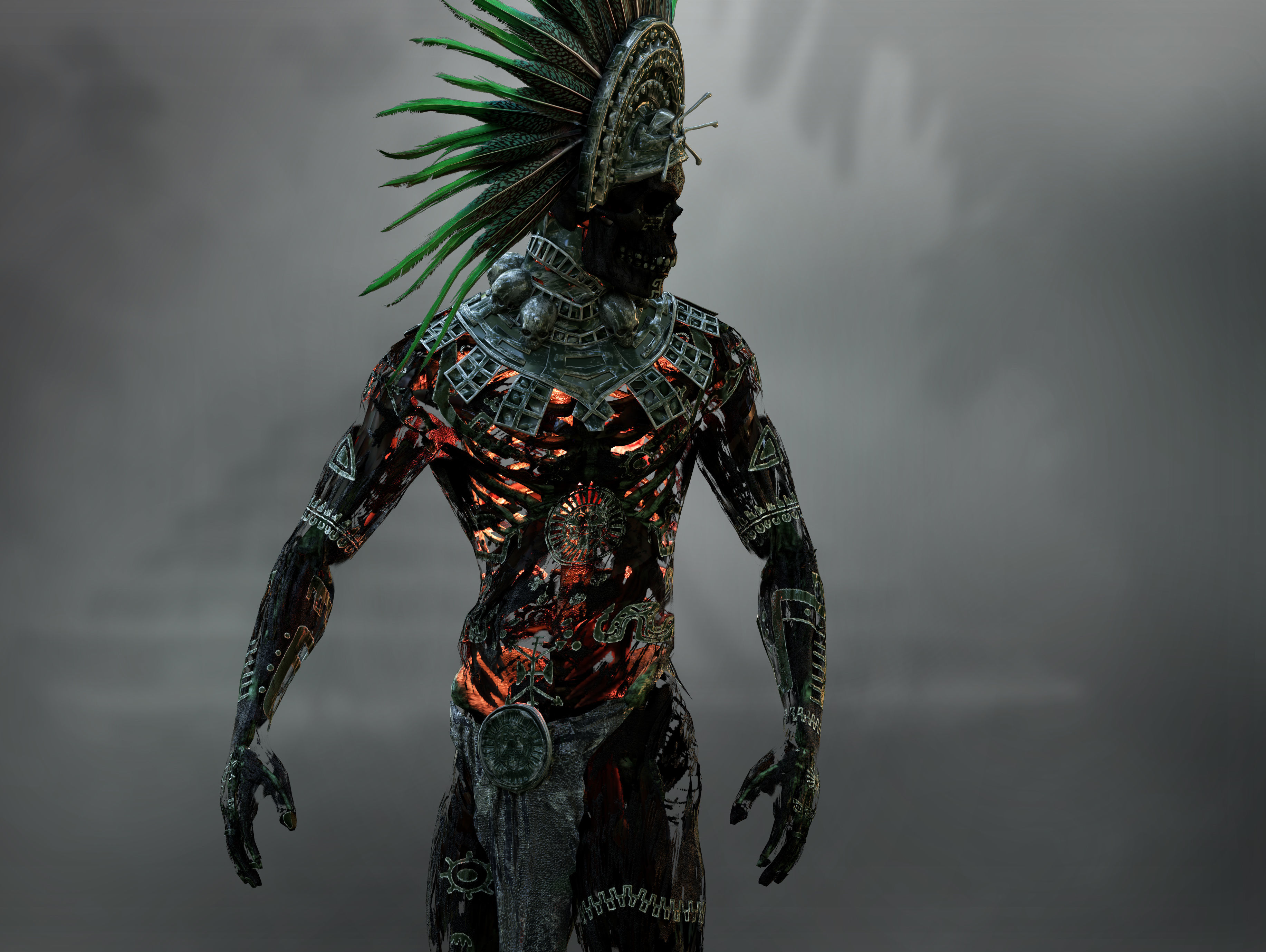 3D model Aztec god of the dead Mictlantecuhtli VR / AR / low-poly ...