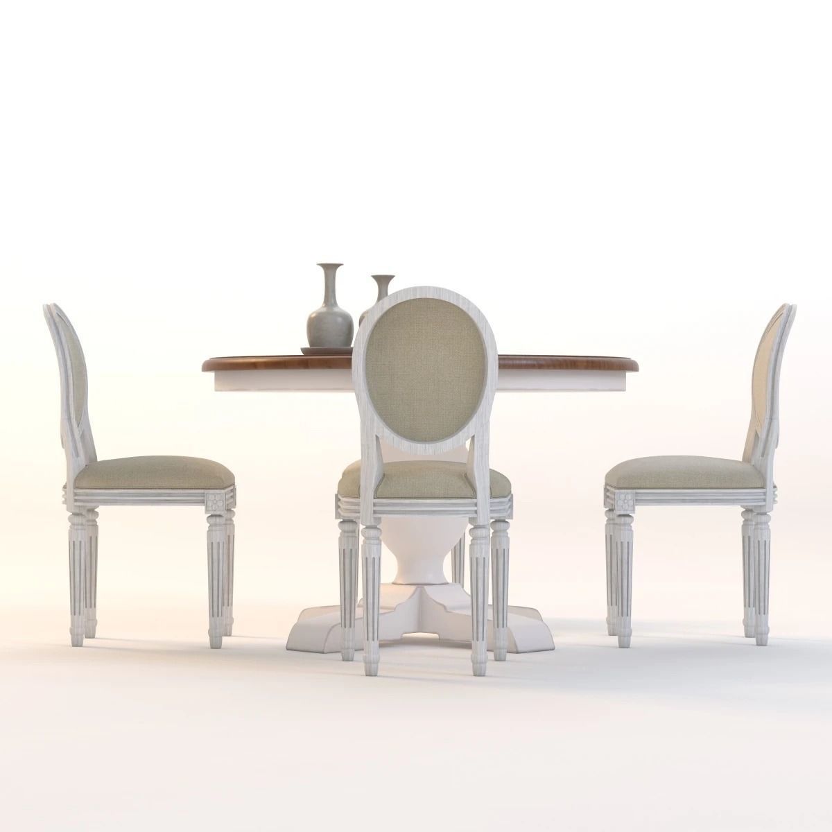 Baroque Parquet Round Dining Set 3D model | CGTrader