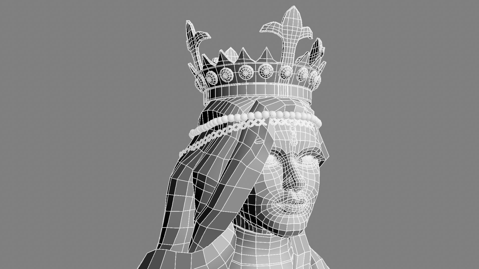Queen woman wearing dress and crown 3D model | CGTrader