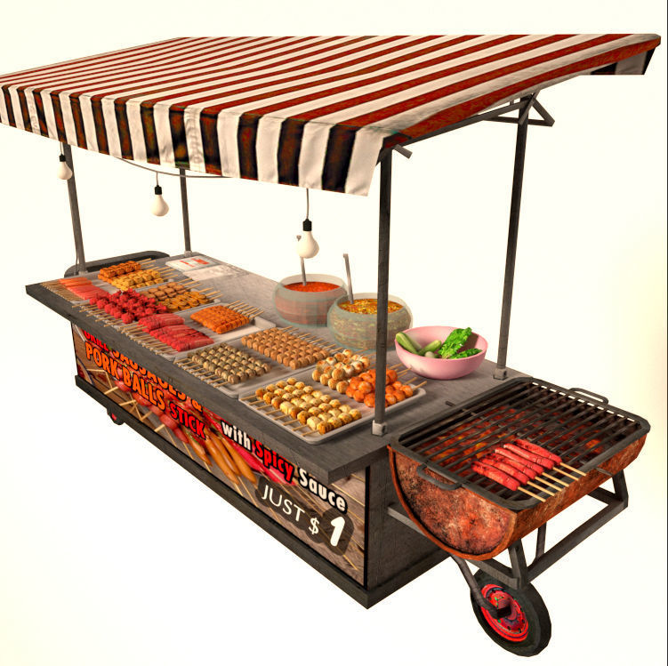 Avika Street Food Cart free VR / AR / low-poly 3D model | CGTrader
