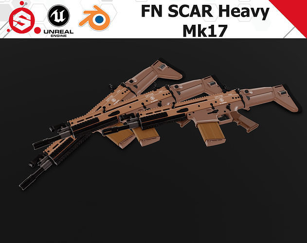 3D model FN SCAR Heavy Mk17 VR / AR / low-poly | CGTrader