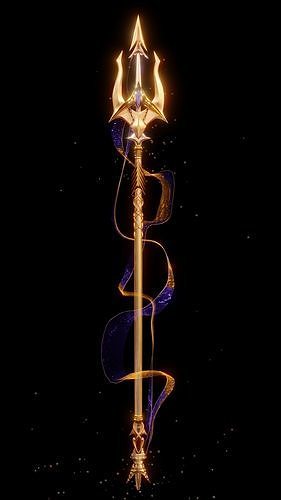 Golden Trident 3D model animated | CGTrader