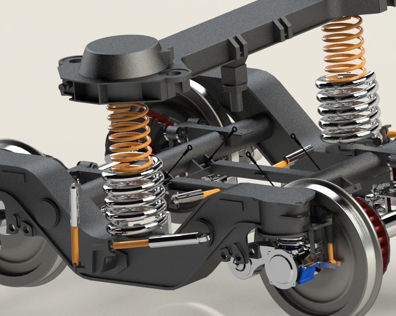 Train 2 axes bogie and suspension system 3D model | CGTrader