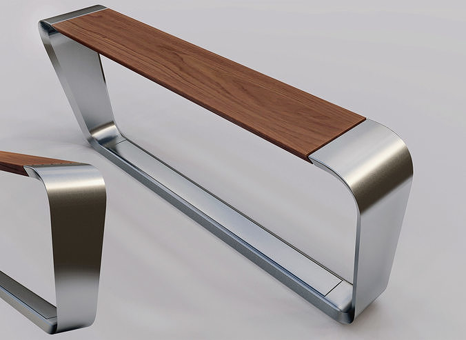 Contemporary public bench METRO40 CONNECT RAILS 3D model | CGTrader