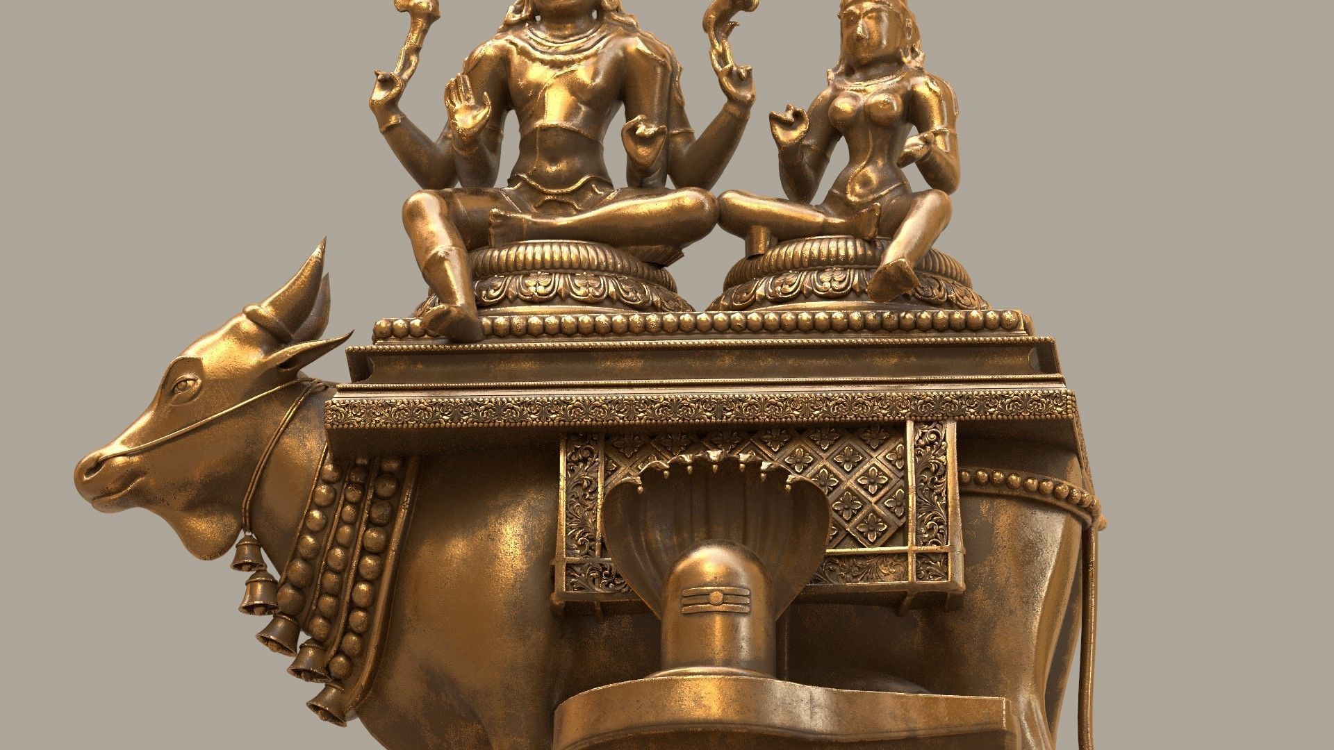 oil lamp god shiva parvati 3D model | CGTrader