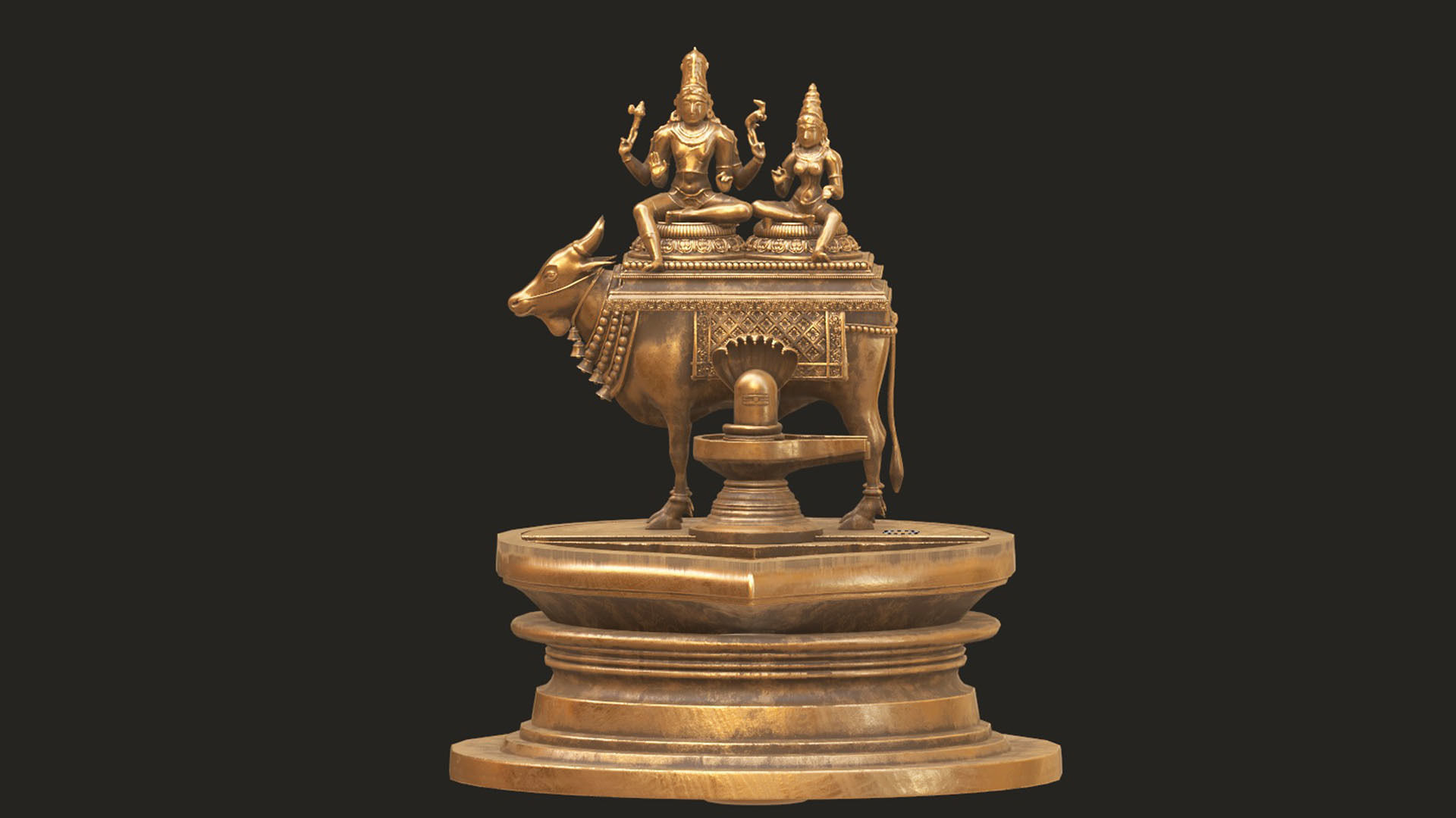 oil lamp god shiva parvati 3D model | CGTrader