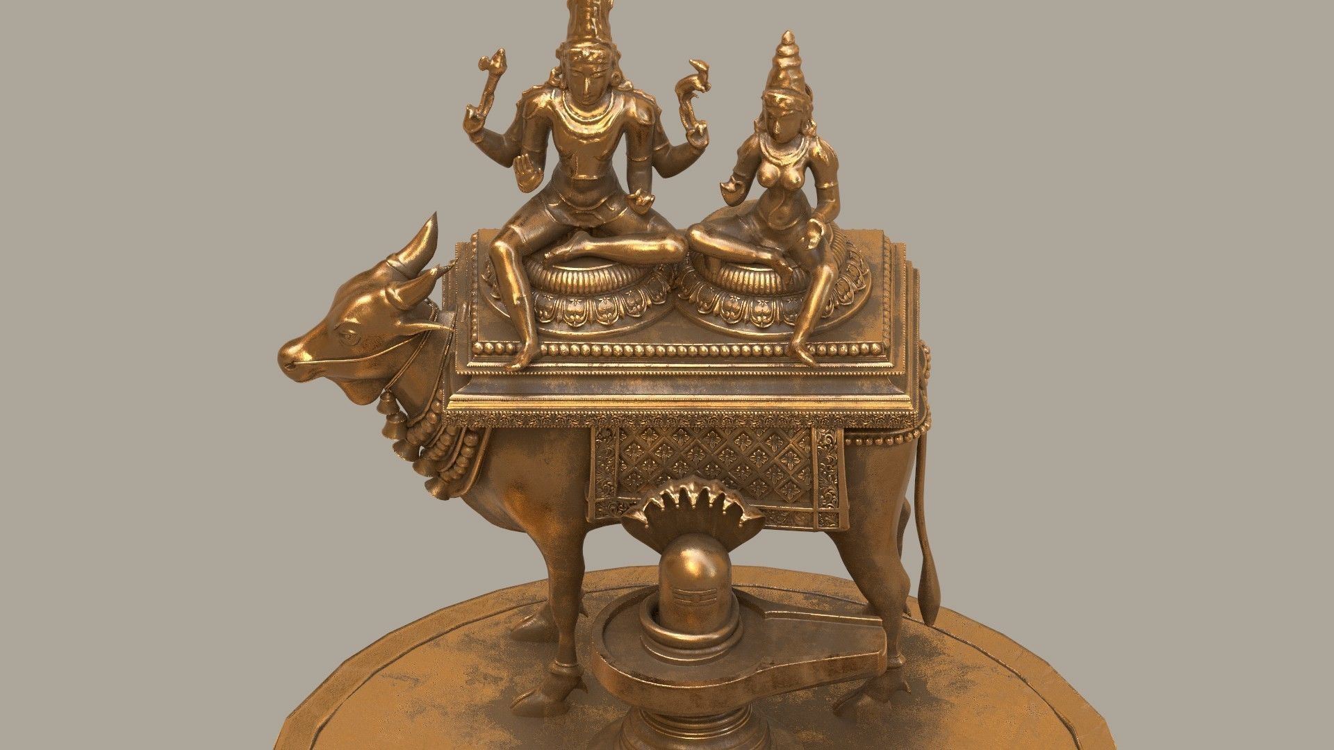 oil lamp god shiva parvati 3D model | CGTrader