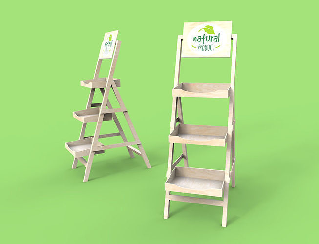 Display stand plywood natural ladder POS version 2 3D model | CGTrader