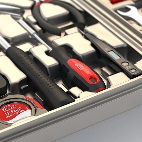 Household Precision Tool Set With Wrenches Pliers Grip Ratchet 3D model ...