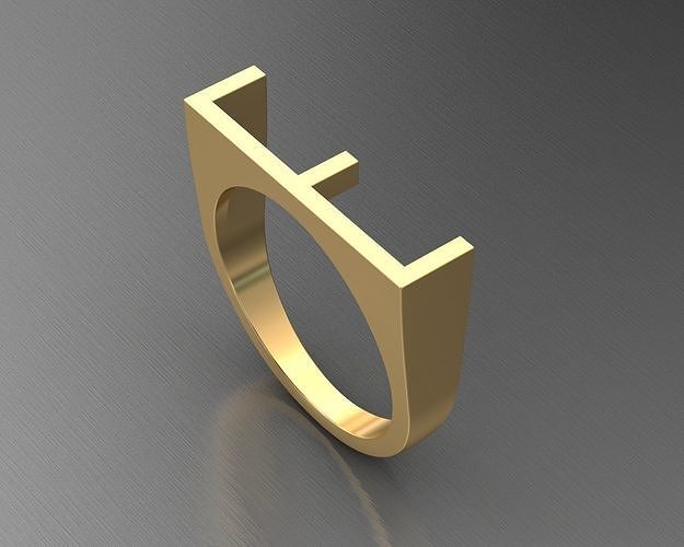 alphabet ring letter E 3D model 3D printable | CGTrader