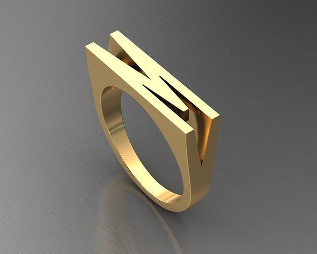 alphabet ring letter M 3D model 3D printable | CGTrader