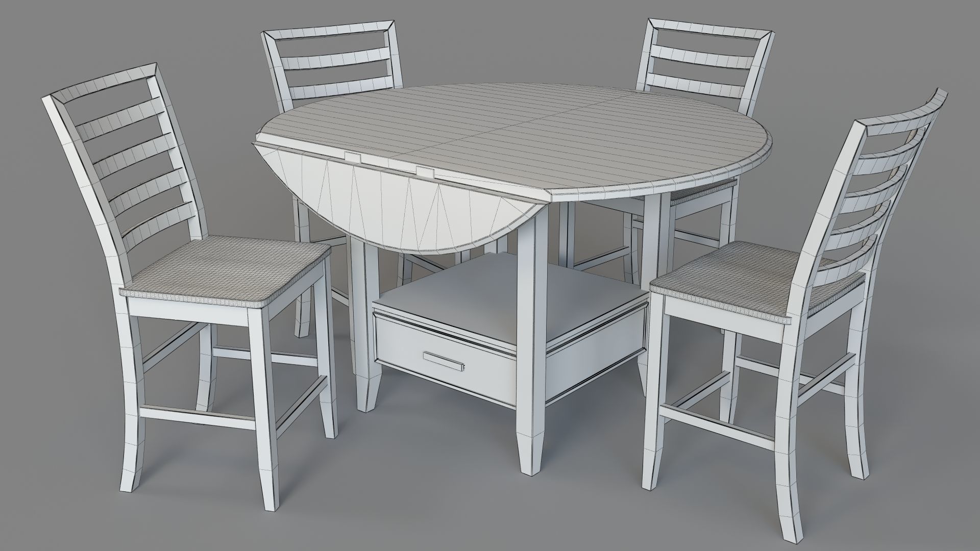 Abaco Drop-Leaf Dining Set 3D model | CGTrader