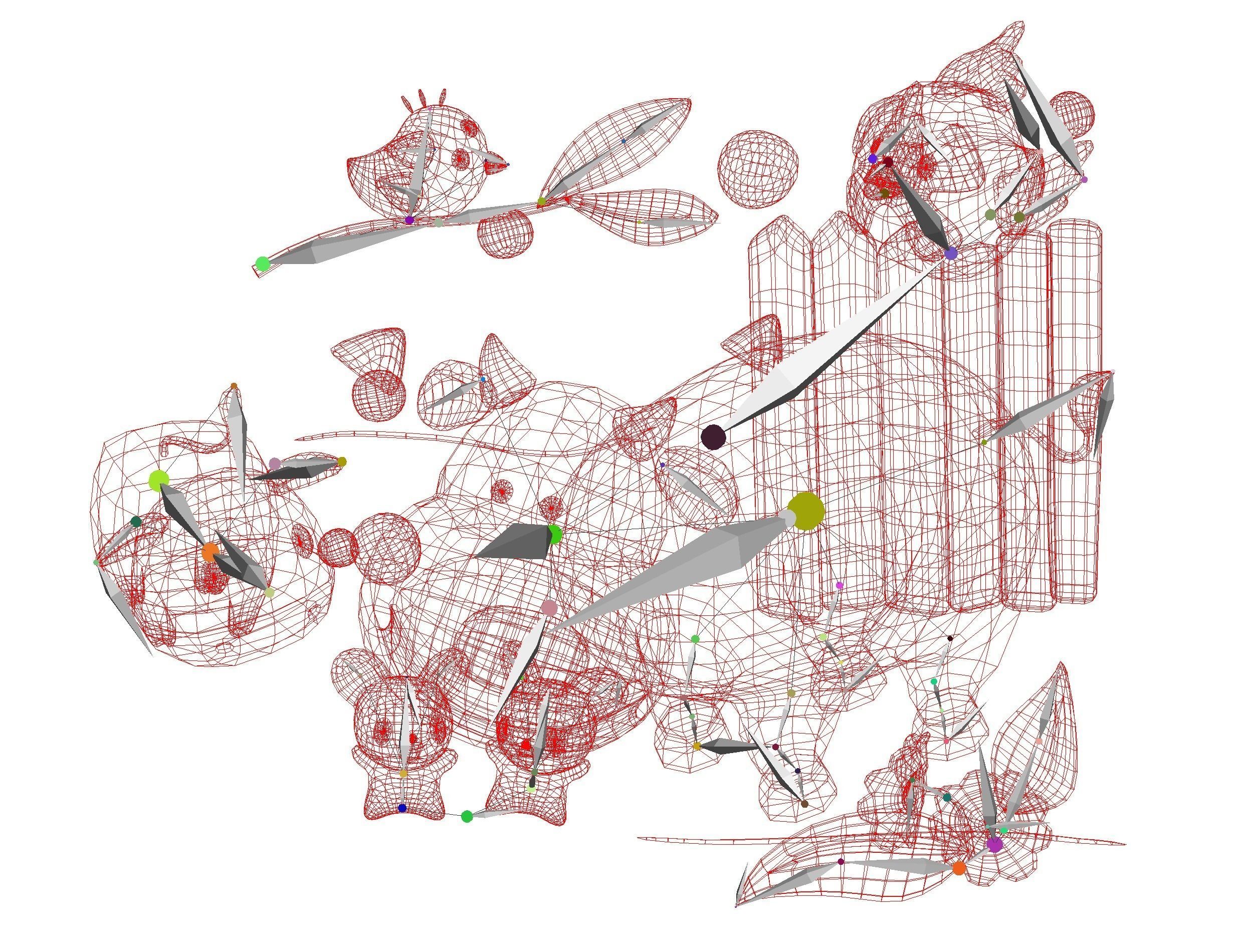 3D model Cartoon 3D illustration Cow Mouse Rooster Chick VR / AR / low ...