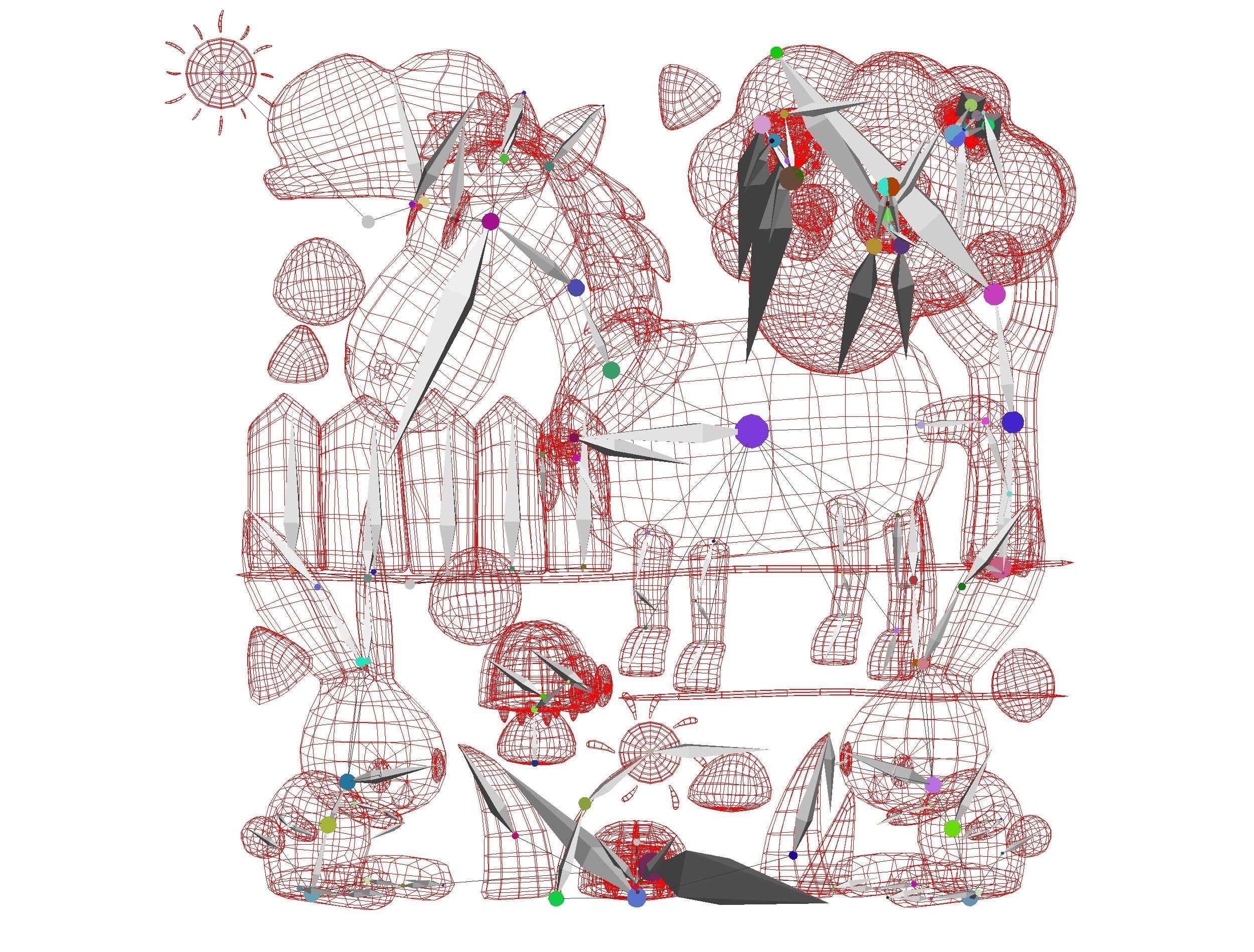 3D model 3D illustration Horse Hare Rabbit Ladybird Wood VR / AR / low ...