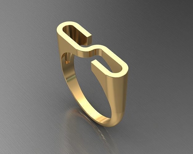 alphabet ring letter S 3D model 3D printable | CGTrader