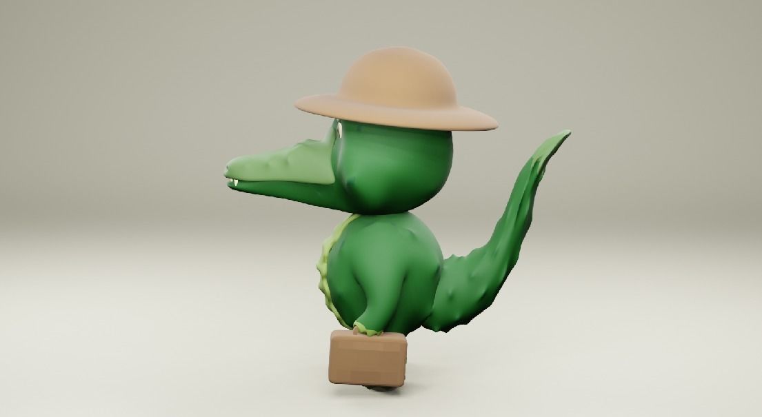 3D model 3D Crocodile Croco Cartoon Character Low-Poly 3D model VR / AR ...