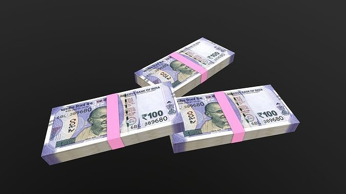 3D model Indian 100 Note Currency Bundle AR VR PBR VR / AR / low-poly ...