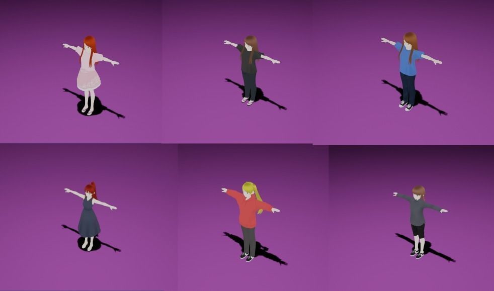 Anime Basic Characters Pack 3D model rigged | CGTrader
