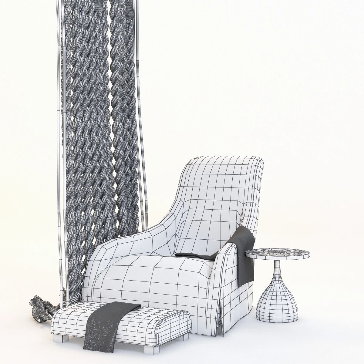 Kalos Chair And Rope Curtain 3D model | CGTrader