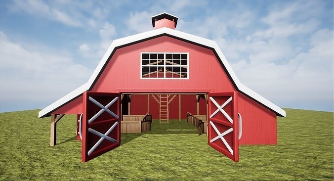 3D model Barn with Interior Game Ready VR / AR / low-poly | CGTrader