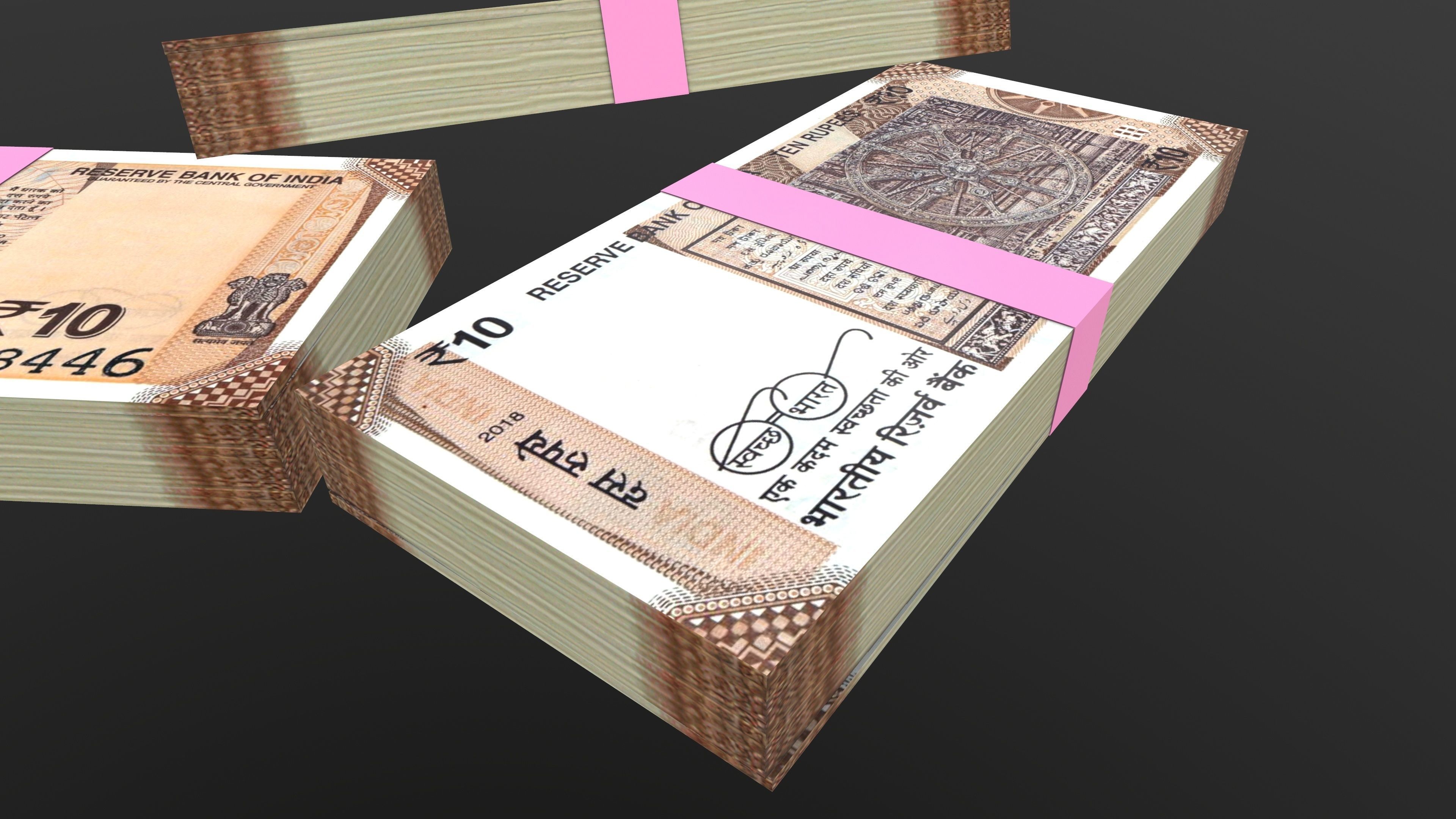 3D model Indian 10 Note Currency Bundle AR VR PBR VR / AR / low-poly ...