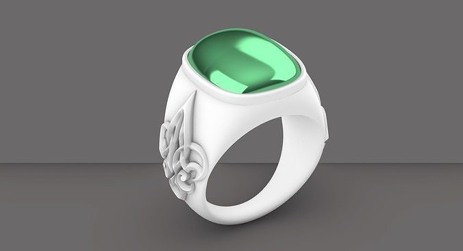 Cab Gemstone Carved Ring Design 3D model 3D printable | CGTrader