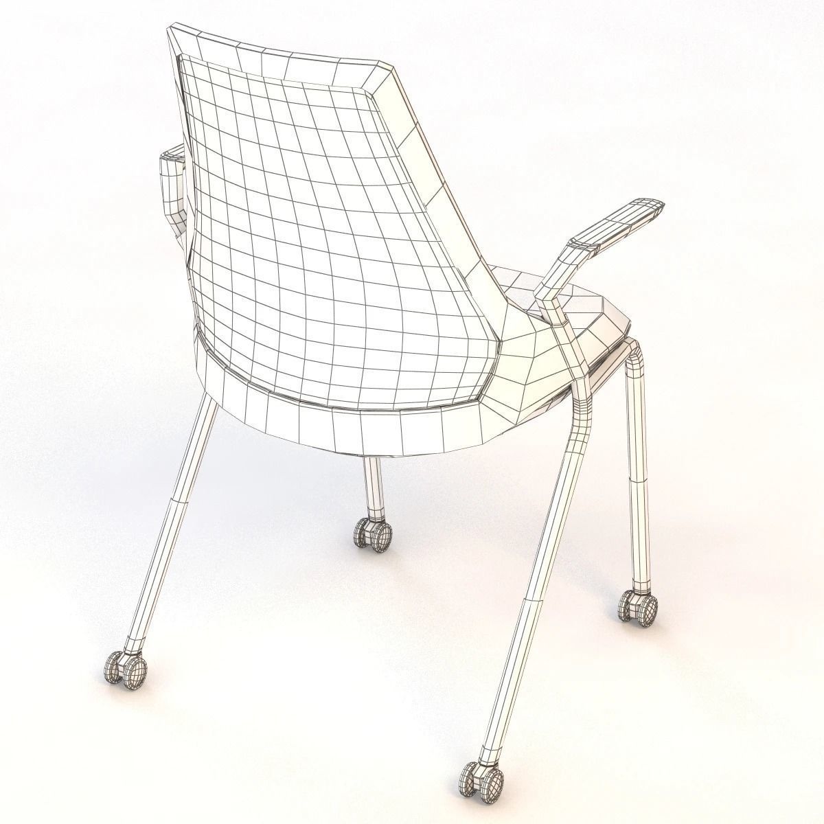 Sayl Side Chair 4 Leg Base With Casters 3D model | CGTrader