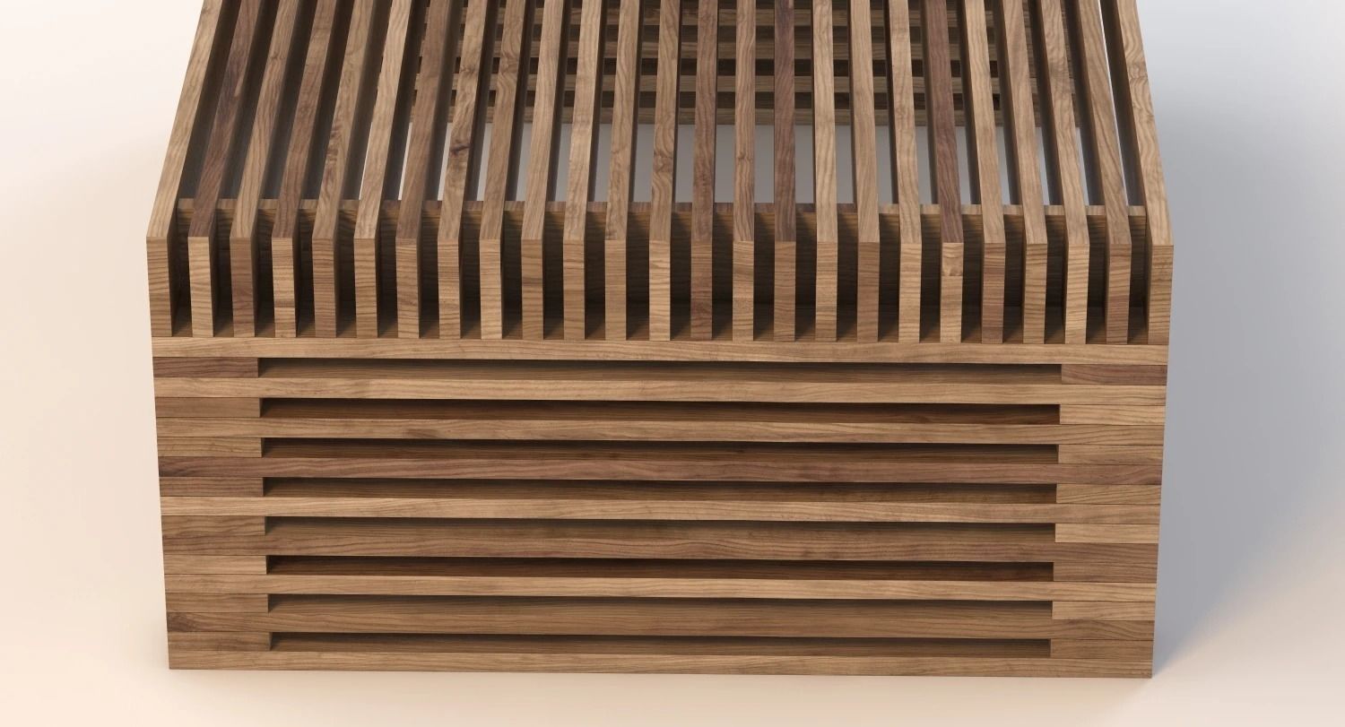 Reclaimed Timber Slat Coffee Table 3D model | CGTrader