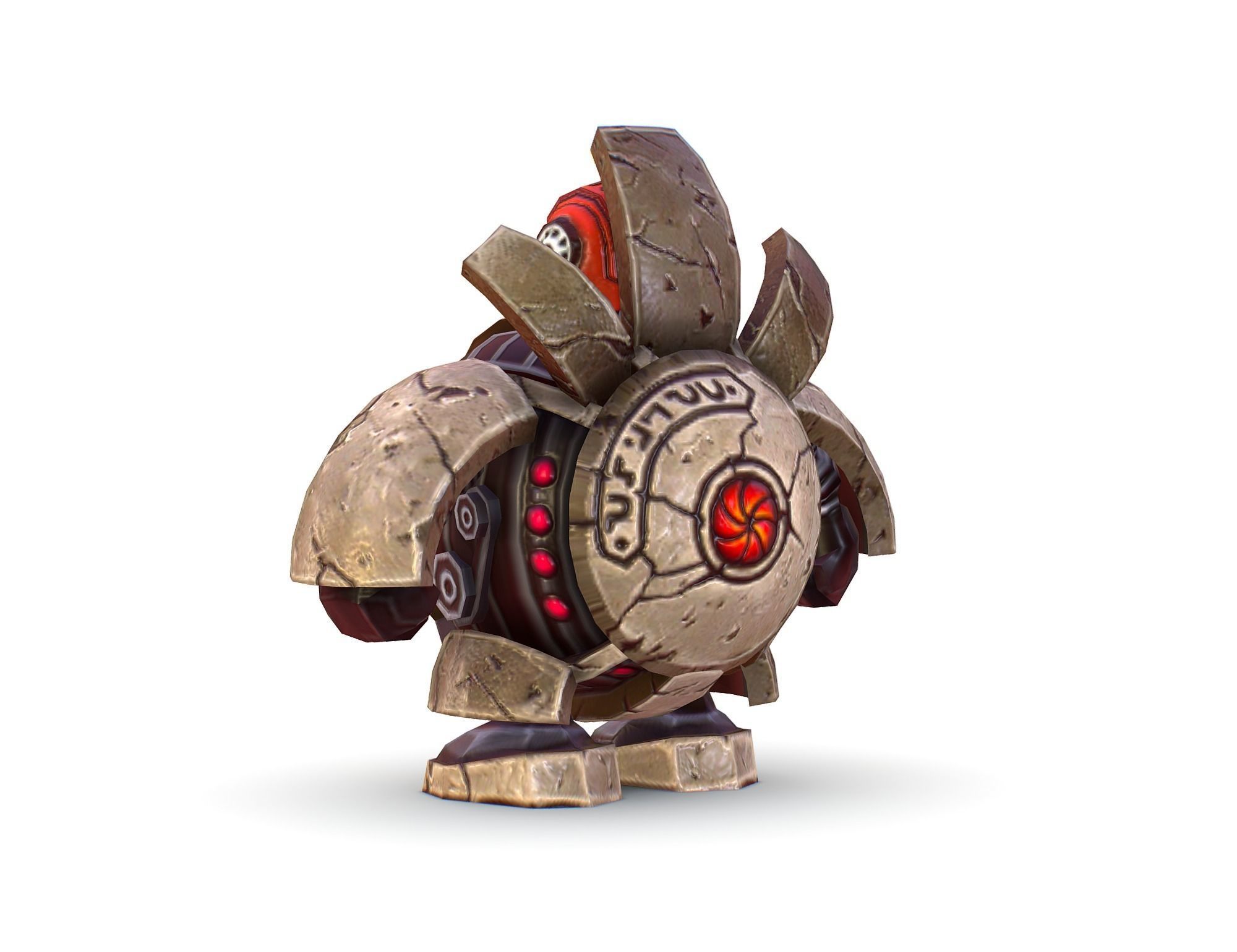 3D model lowpoly 3d model cartoon stone robot ball VR / AR / low-poly ...