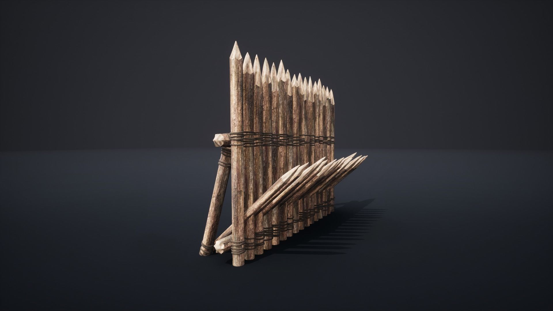 3D model PALISADE BARRIER BARRICADE WALL DAM WOODEN MEDIEVAL VILLAGE ...