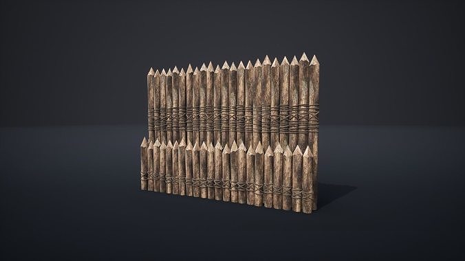 3D model PALISADE BARRIER BARRICADE WALL DAM WOODEN MEDIEVAL FORT ...