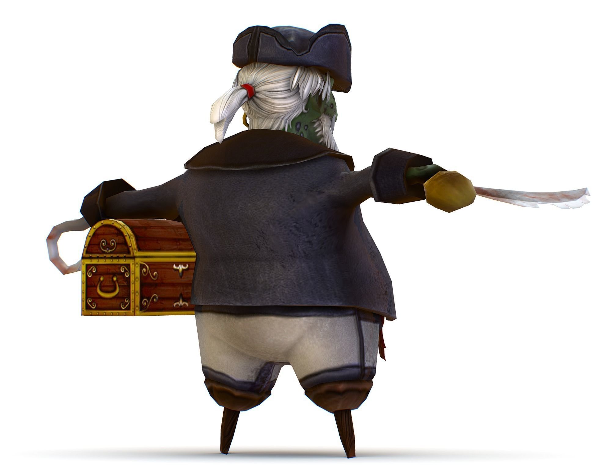 3D model Skined Zombie Bandit Pirate Gangster Low Poly VR / AR / low ...