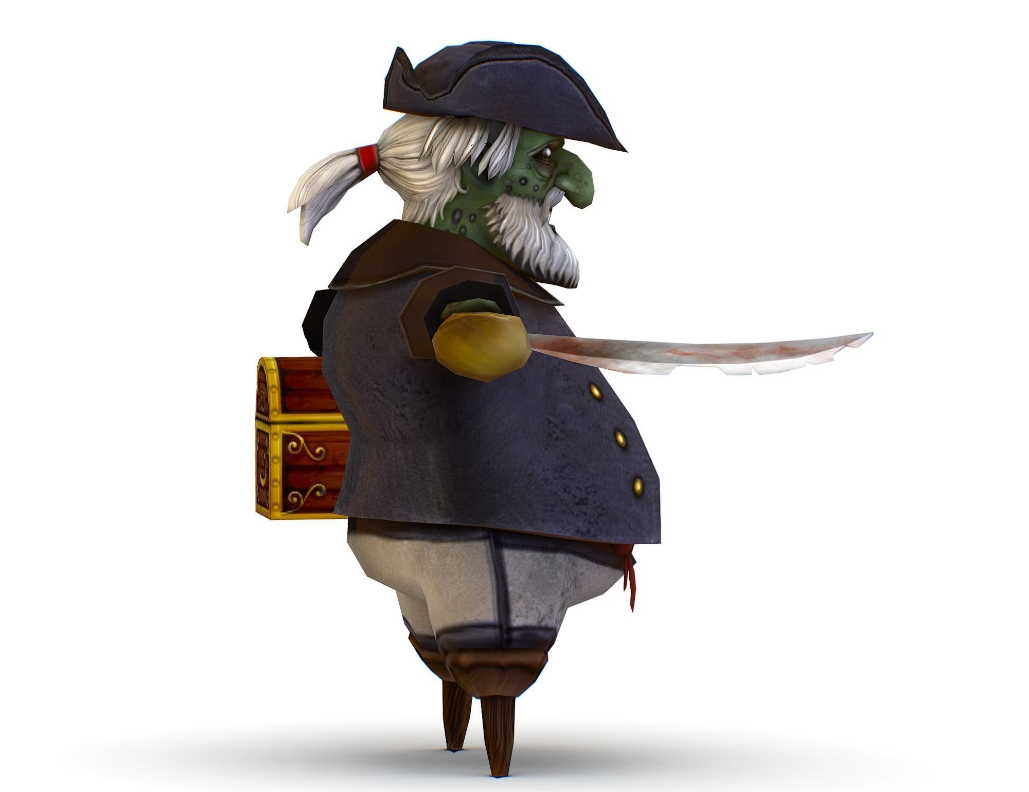 3D model Skined Zombie Bandit Pirate Gangster Low Poly VR / AR / low ...