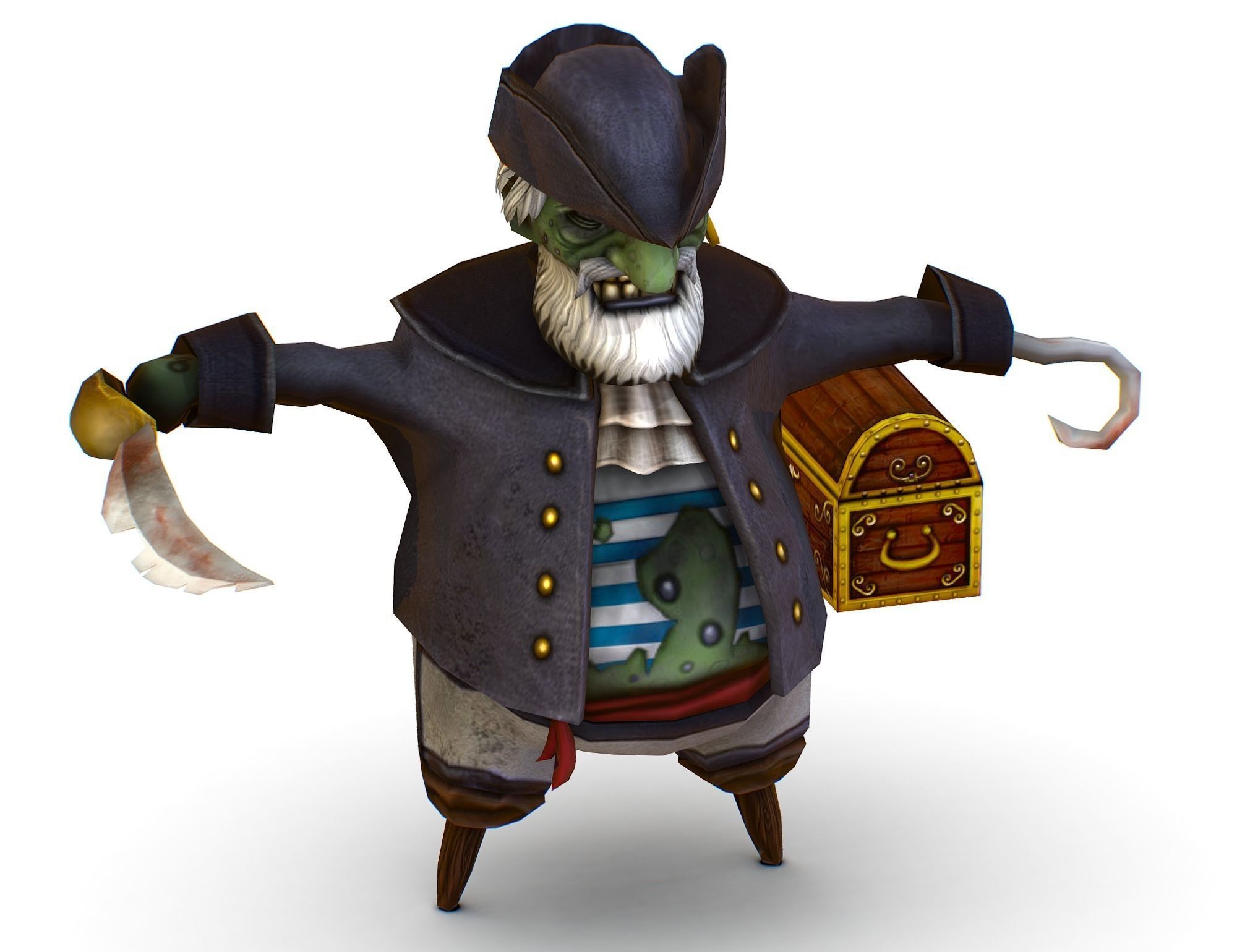 3D model Skined Zombie Bandit Pirate Gangster Low Poly VR / AR / low ...