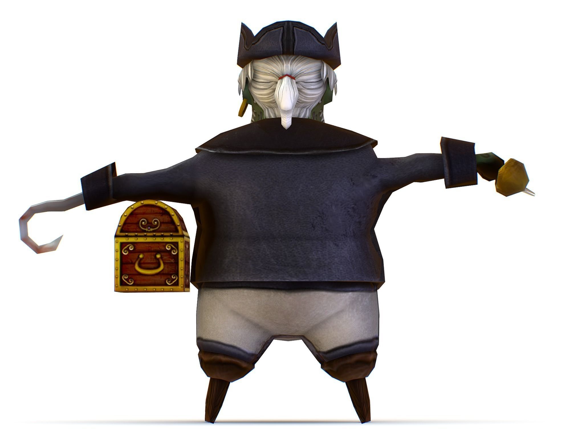 3D model Skined Zombie Bandit Pirate Gangster Low Poly VR / AR / low ...